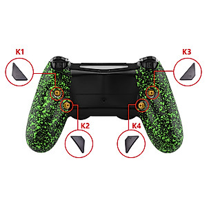 eXtremeRate Textured Green Dawn Programable Remap Kit for PS4 Controller with Upgrade Board & Redesigned Back Shell & 4 Back Buttons - Compatible with JDM-040/050/055 - Controller NOT Included