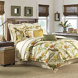 Tommy Bahama Throw Pillow Soft Cotton Bedding, Stylish Tropical Home Decor, 20 in x 20 in, Birds of Paradise Orange