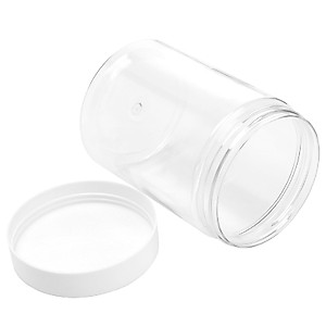 YUENPUN 30 PCS 10 OZ Slime Containers with White Lids, Wide Mouth Small Plastic Cosmetic Jars, Clear Plastic Slime Containers, Round Storage Jars for Lotion, Cream, Beauty Products
