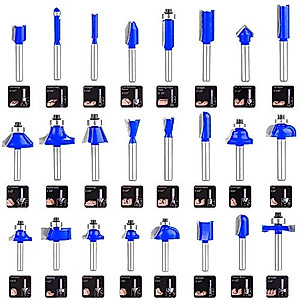 KOWOOD Router Bits Sets of 24A Pieces 1/4 Inch Shank Router Bit Set T Shape - for Commercial Users and Beginners…