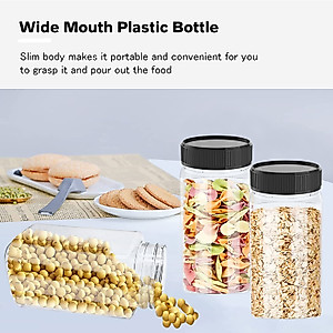 14 Ounce Storage Jars Refillable Clear Plastic Jars for Kitchen and Household Storage, 6 Pack