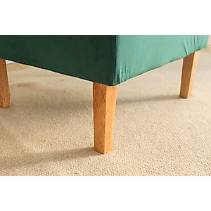 TAKUKA Modern Accent Velvet green Chair Upholstered Armchair with Ottoman Fabric Armchair and Footrest Set Comfy Reading Single Sofa for Living Room Bedroom (Velvet green)