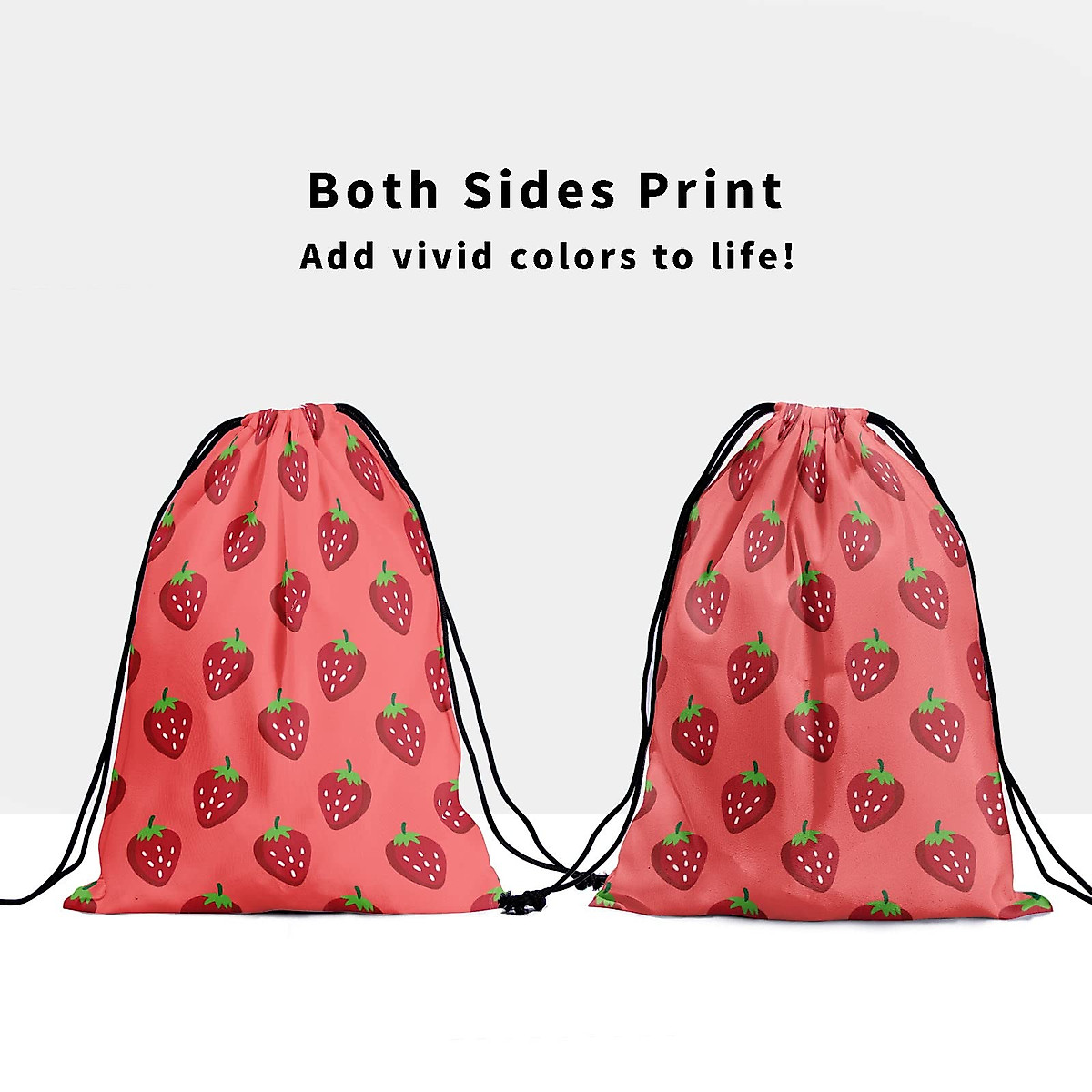 Red Strawberry Gymnastics Grip Bag - Pink Strawberries Grip Bags for Gymnasts Cute Juicy Fruit Gymnastic Bag Tasty Ripe Spring Summer Fruits Gym Pouch Bag Water Resistant String Bag