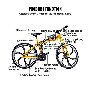 Lynkaye 1pcs Mini Bike Finger Mountain Bike Zinc Alloy Finger Mountain Bike Mini Bicycle Model Cool Boy Toy Decoration Crafts for Home,Bedroom,Living Room,Office,Study Decoration (Yellow)