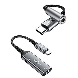 LERTOSEN 2 in 1 USB C to 3.5mm Headphone and Charger Adapter + USB Type C to 3.5mm Female Headphone Jack Adapter (Bundle)