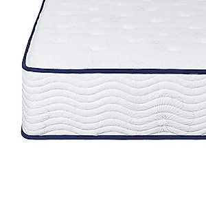 PrimaSleep 10 inch Hybrid Tight Top Spring Mattress,White/Blue Piping/Dura I Gel Foam (King)