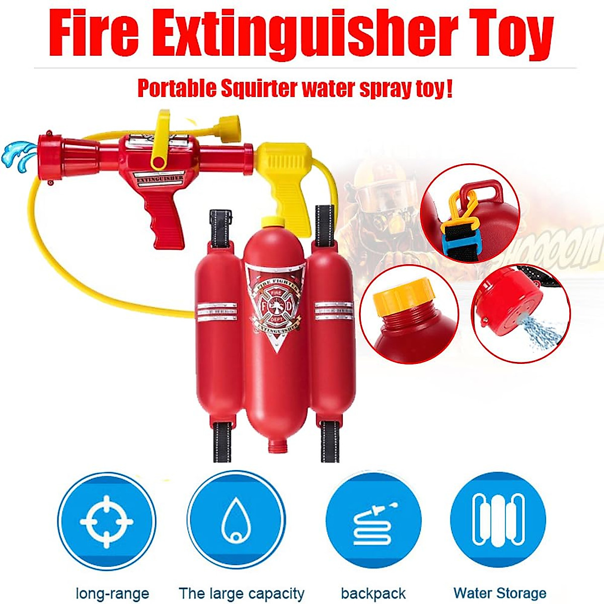 Liberty Imports 12 Piece Kids Fireman Costume Gear Firefighter Chief Dress Up Clothes for Role Play Toy Set with Backpack Water Gun, Fire Extinguisher and Accessories