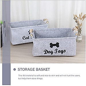 GANAZONO Storage Drawers 2pcs Dog Toy Bin Pet Supplies Storage Basket with Wooden Handle Blankets Basket Toy Organizer Felt Storage Holder for Living Room Playroom Closet Home Organization Toys