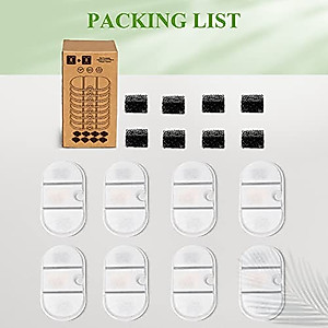 8 Pack Cat Water Fountain Filters with 8 Sponges, Pet Water Fountain Replacement Filter for 71oz/2.1L PLWF002 Capsule Cat Water Fountain, Pet Fountain Filter Set