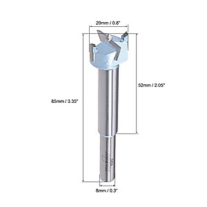 uxcell Forstner Drill Bits 20mm, Tungsten Carbide Wood Hole Saw Auger Opener, Woodworking Hinge Hole Drilling Boring Bit Cutter (Blue, Silver Tone)
