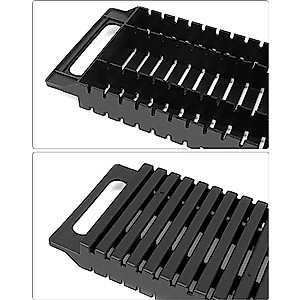 Qwork Antistatic ESD Circulation Rack Shelf, 2 Pack Dual- Ear Antistatic PCB Tray Rack, ESD Shelf Storage Turnover Rack, 47 x 14 x 3.5cm, Black