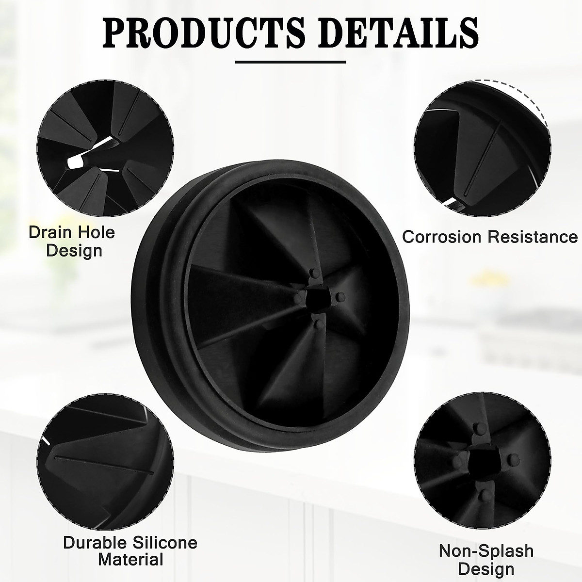 Garbage Disposal Splash Guards, 2-Pack Upgraded for InSinkErator Evolution Series QCB-AM Sink Baffle Drain Cover, Removable Quiet Collar Drain Plugs, Garbage Disposer Accessories 3 3/8" (Black 2 pcs)