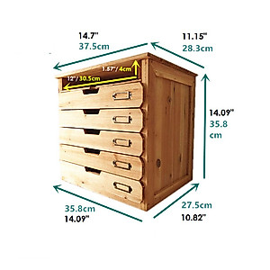 5 Flat Drawer Organizer for Home or Office Desk - Wooden Chest of Drawers - File Organizer with Drawers & 1 Paper Tray Slot - Desk Organizer w/ Storage Drawers & Label Holders - Wood File Box