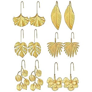 Glenmal 6 Pair Gold Threader Dangle Earrings Long Chain Threader Statement Drop Dangle Earrings Jewelry for Women(Stylish Style)