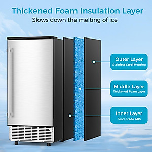 COWSAR Commercial Cube Ice Maker, Freestanding Ice Machine, 80lbs/24H, 40 Ice Cubes/Cycle, Reversible Door, 24H Timer & Self-Cleaning, Under Counter Ice Cube Machine for Bar/Cafe/Home