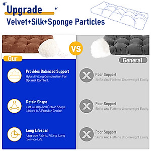 ROFIELTY Bench Cushion 36 inches. Non-Slip Tufted Cushion for Indoor/Outdoor use, Comfortable Window Cushion, Soft Piano Bench Cushion.Multi-Scene use of Cushions. (36x14x3, Brown)