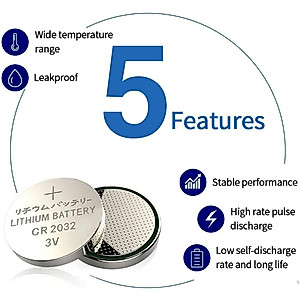 Cotchear CR2032 Lithium Batteries, 5Pack 2032 Battery 3V Lithium Battery BR2032 DL2032 ECR2032 CR 2032 for Car Remote Controls,Watch,Toys