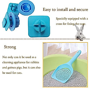 Hamiledyi Small Animal Rabbit Litter Box, Plastic Square Cage Toilet, Corner Pan with Grate, Potty Training for Bunny, Guinea Pigs, Chinchilla, Ferret, Hamster(Blue)