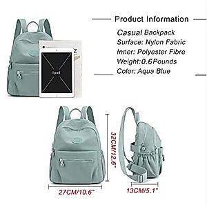 1pc Fashion Casual Backpack Small Size Travel Backpack Solid Aqua Blue for Women