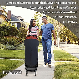 Stroller Sun Shade Cover, Mesh Universal Adjustable UV Sun Sleep Shade for Baby Stollers, Blackout Stoller Cover, Protect from Rain Wind Snow Dust Insect, Ventilate and Easy to Install (Black)