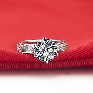 LONAGO Brilliant 1.5CT Real Moissanite Diamond Engagement Ring Solid 14k White Gold Wedding Anniversary Ring