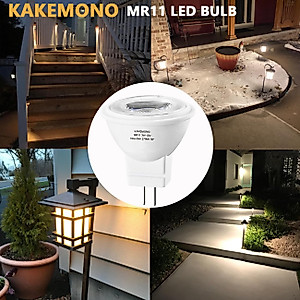 KAKEMONO MR11 GU4.0 Led Bulbs,20W Halogen Equivalent,2700K Soft Warm White,12V GU4 3W Low Voltage Spotlight for Outdoor Landscape Track Lighting, Not Dimmable-6 Pack