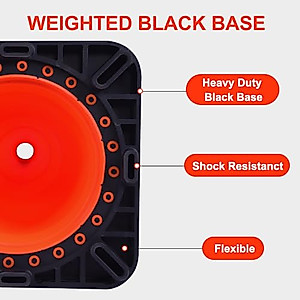 (8 Cones) BESEA 28” inch Orange PVC Traffic Cones, Black Base Construction Safety Cones Road Parking Cone Structurally Stable Wearproof (28" Height)