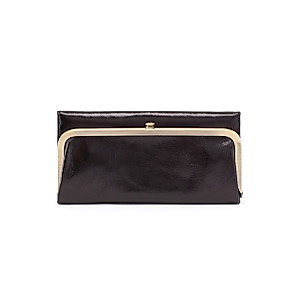 HOBO Rachel Continental Trifold Leather Wallet for Women, Black