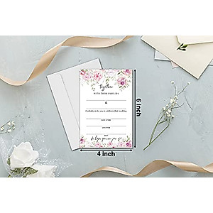ZEDEV Floral Wedding Invitation Cards - Invite Cardstock for Wedding Parties Receptions - 25 Cards and 25 Envelopes (together-017)