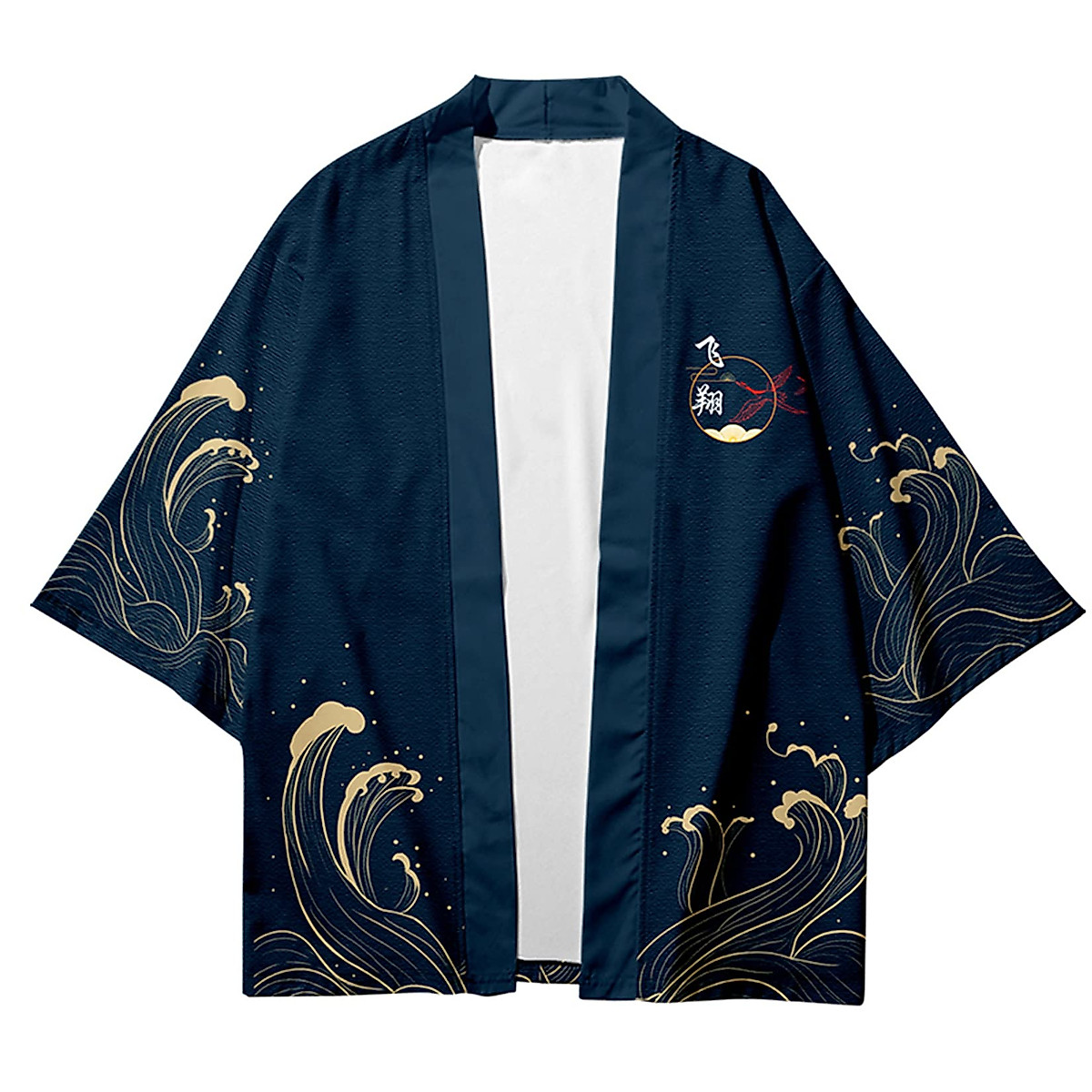 DOSLAVIDA Men's Japanese Kimono Jacket Set Stylish Open Front Coat With Shorts Chinese Style Printed Cardigan Suits