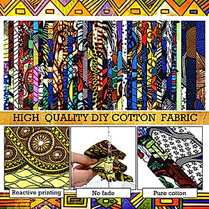 Mixweer 40 Pcs African Cotton Fabric Square No Repeat Quilting Fabrics Bundles African Wax Fabric Cotton Ankara Fat Quarters for DIY Sewing Cloths Handmade Accessories(10 x 10 Inch)