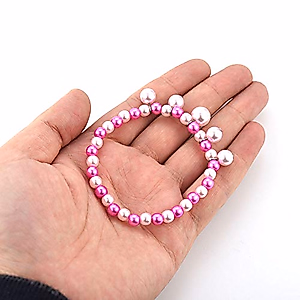 HANRESHE Charm Bracelet New Ladybug Bracelet Gift Pink Rose Red Imitation Pearl Bracelet Cosplay Girls Ladybug Party Kids Jewelry Elastic Adjustable Bracelet Costume Decoration for Kids