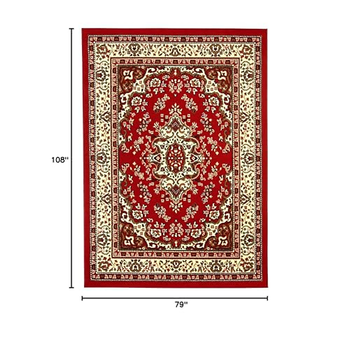Antep Rugs Kashan King Collection HIMALAYAS Oriental Area Rug Maroon and Beige - Maroon and Beige - 6'7" x 9'