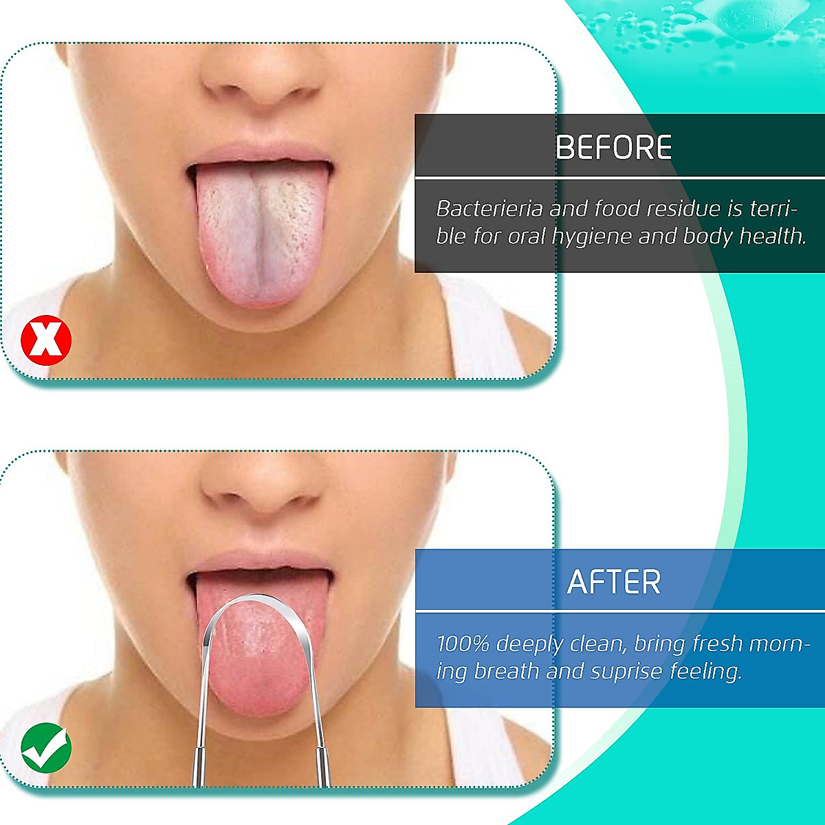 4pcs Tongue Scraper, Tongue Cleaners (1 pcs Stainless Steel, Red Blue Green silicone tounge scrappers), Reduce Bad Breath (Medical Grade), 100% BPA Free Metal Tongue Scrapers Fresh Breath fastly