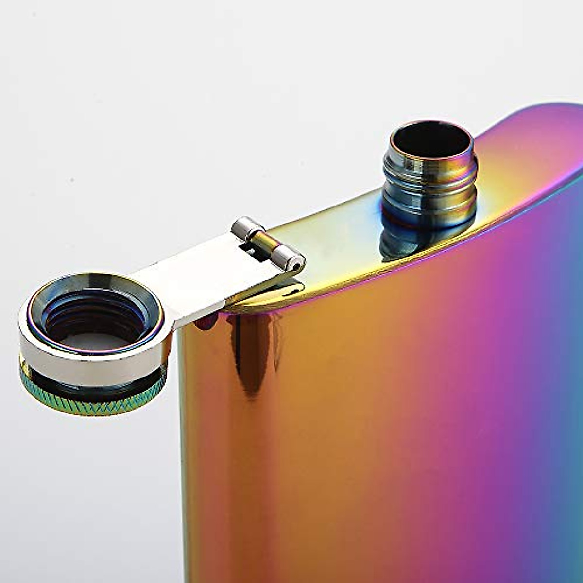 YFS Solid Rainbow Colored Flask for Liquor and Funnel, 8 Oz Leak Proof Stainless Steel Pocket Hip Flask