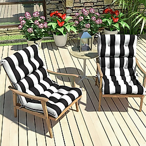 LVTXIII Outdoor Tufted High Back Cushions, Solid Fluffy Seat and Back Chair Cushion with Ties, Patio Replacement Rocking Chair Cushion for Outdoor Furniture Use (22" W x 20D, 2 Pack, Textured Gray)