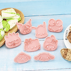 ROFOLO 8 Piece Mini Cartoon Cookie Cutters for Baking, 3d Raised Design Gingerbread Cookie Stamps, Suitable for Frosting Decoration, Mini Pie Molds, Apple Pie Pastry Biscuit Cutter