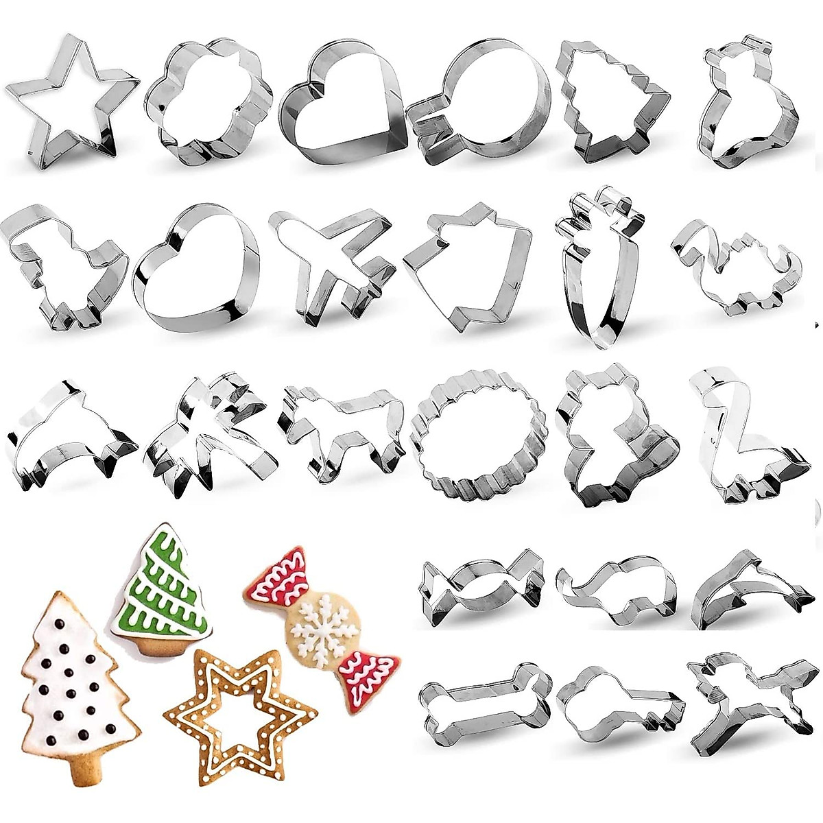 24 Pack Cookie Cutters, RUCKAE Cookie Cutters Set, Biscuit Mould, DIY Baking Cake Craft Pastry Bakeware Decoration