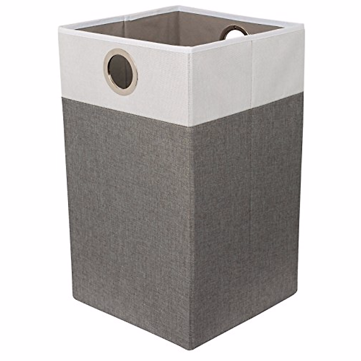 BIRDROCK HOME Folding Cloth Laundry Hamper with Handles - Dirty Clothes Sorter Basket - Easy Storage - Collapsible - Home Organization - Grey and White