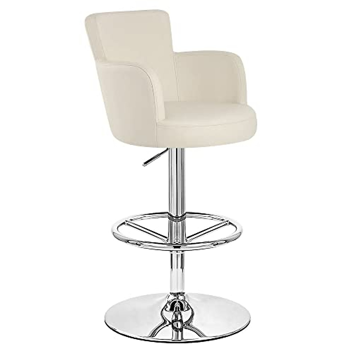 Zuri Furniture Cream Chateau Adjustable Height Swivel Bar Stool with Chrome Base