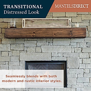 MANTELSDIRECT Dakota 72 Inch Pine Wood Floating Fireplace Mantel Shelf - Mocha Brown | 9" Depth - Beautiful Wooden Rustic Mantel for Fireplaces, Living Rooms, Electric Fireplaces, and Below TVs