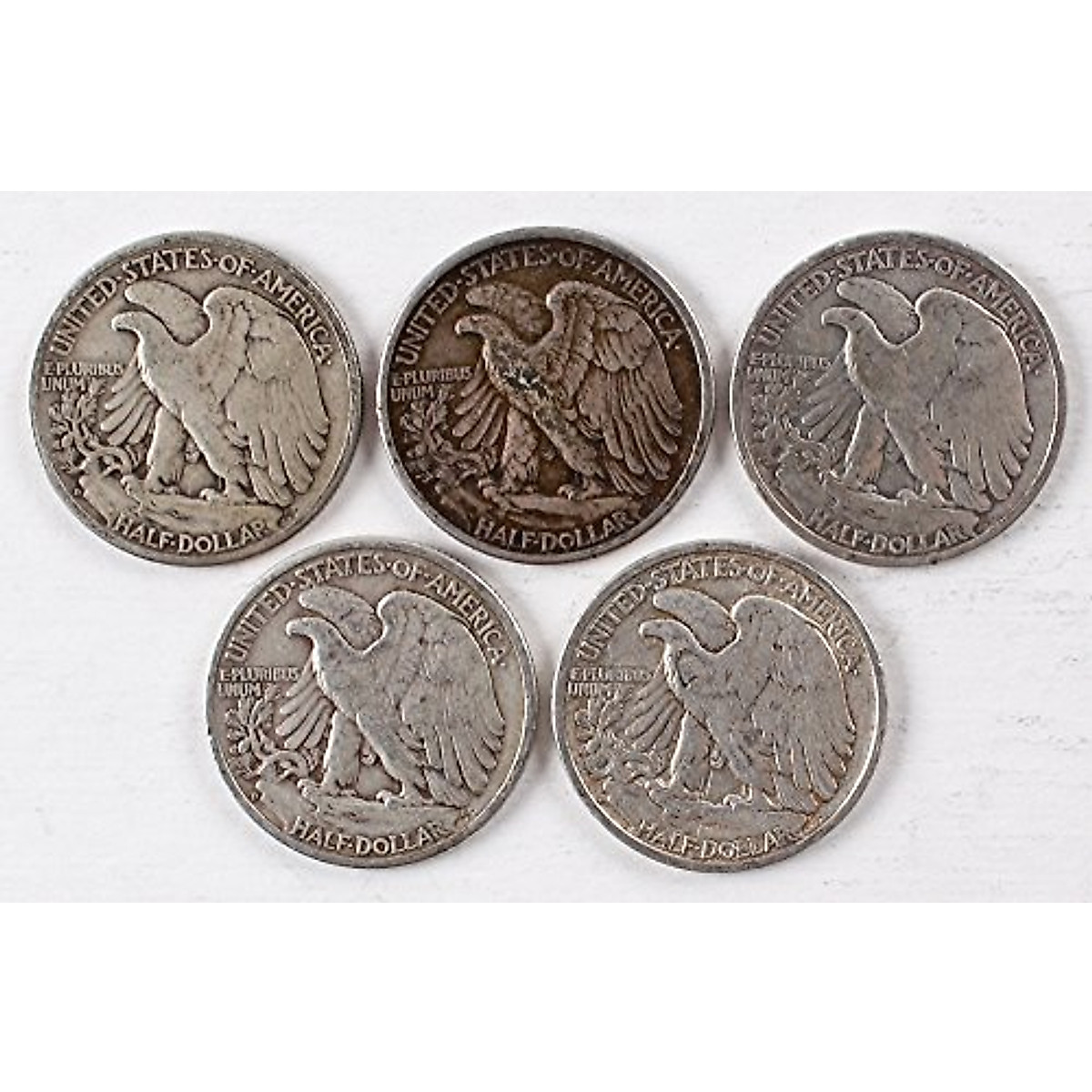 Walking Liberty Set of 5 Half Dollars All Different Dates VG and Better