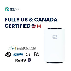 KIKI PURE PRO AIR PURIFIER & IONIZER USB-C & BATTERY POWERED (up to 4 hrs use) Portable, 5.1 inches tall, less than 1 lbs. NO REPLACEMENT FILTERS REQUIRED cup holder attachment accessory included.