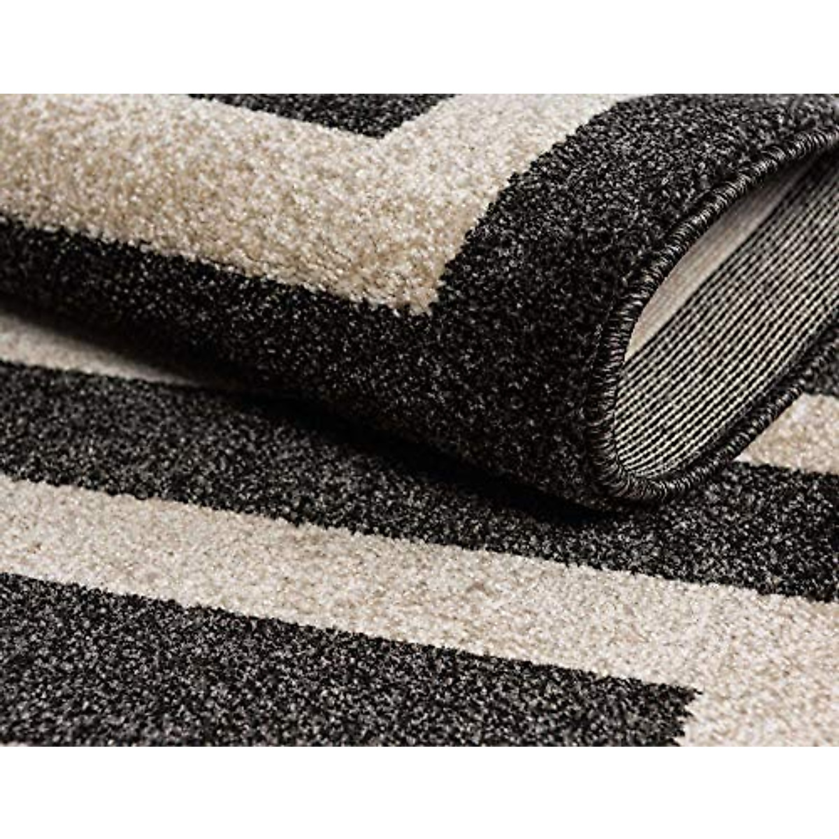 Unique Loom Athens Collection Classic Geometric Modern Border Design Area Rug, 7 ft x 10 ft, Black/Beige