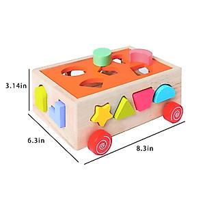 kidus Wooden Shape Sorter Toys for Toddlers 1-3 Years Old, Montessori Early Learning Toy Set for Toddlers, Fine Motor Skills, Eyes Hands Cooperation Great Gift for Preschool Baby Girls & Boys