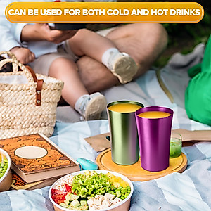 BURIUS Anodized Aluminum Drinking Cups Set - 6Pcs Wine Tumblers Aluminum Party Cups for Iced Coffee Bar Accessories Water Glasses - Colorful Wine Glasses for Drinking Water Tumbler Metal Cup