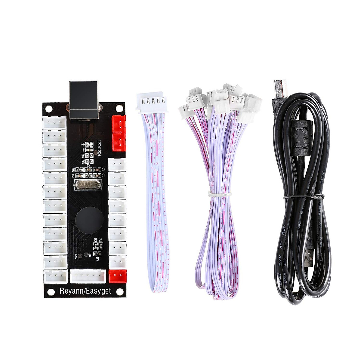 Easyget 4-Player LED DIY Arcade Kit - 4X Zero Delay LED USB Encoder + 4X Joystick + 40x LED Arcade Buttons for PC, Windows, MAME, Raspberry Pi (4P-LED-KIT, Mixed Color Kit)