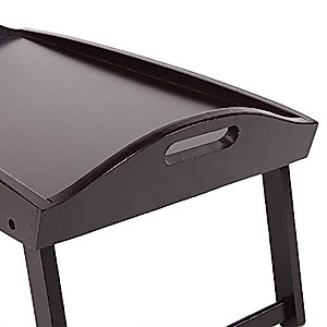 MengK Convenient and Stylish Foldable Curved Breakfast Tray in Brown - Enjoy Breakfast in Bed or Work from Anywhere with This Portable Tray