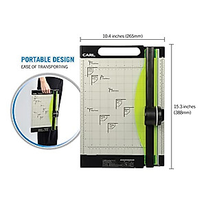 CARL 12 inch-Green Friendly, Professional Rotary Paper Trimmer, 12-inch, 15 Sheet Cutting Capacity, Black and Silver