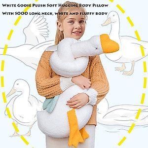 ELAINREN Giant Swan Stuffed Animal Toy with Long Neck, 55Inch White Goose Plush Soft Hugging Body Pillow Home Decor Cushion Easter Cute Duck Goose Plushie Dolls Gifts for Kids Xmas